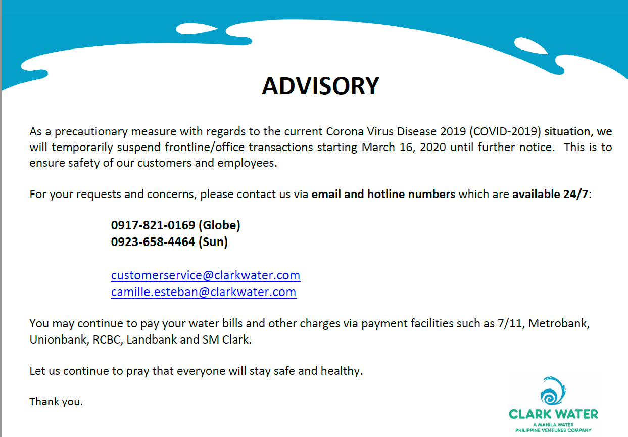 Clark Water Corporation A Manila Water Company